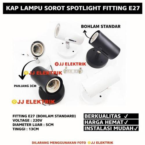 Jual Kap Lampu Sorot Spot Light Fitting E27 Plafon Tempel - HITAM ...