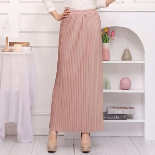 Jual Soona Skirt Rok Span Plisket Rok Span Panjang Rok Plisket - cream ...