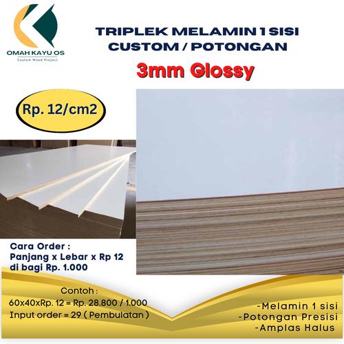 Jual Triplek Melamin 3mm Doff / Glossy Kilap Custom / Potongan 1 Sisi ...