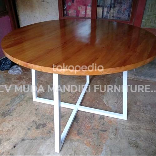Jual Meja Makan Bundar Diameterr 120 Kayu Mahoni Kaki Besi - Jakarta ...
