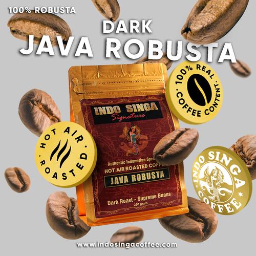 Jual Kopi Indo Singa Dark Roast Java Robusta | Biji Kopi Bubuk Sehat Smooth - 250 gram, Beans ...