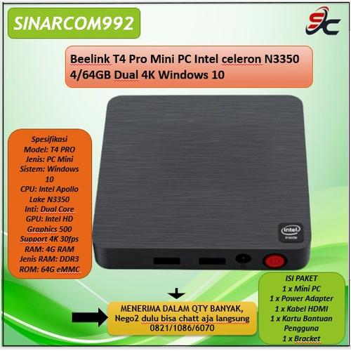 Jual Beelink T4 Pro Mini PC Intel celeron N3350 4/64GB Dual 4K Windows 10 - Jakarta Pusat ...