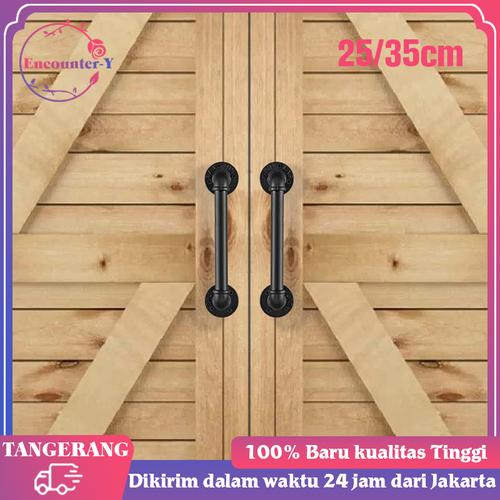 Jual 25/35cm Handle Pintu Industrial Hitam Gagang Pintu Besi Industrial ...