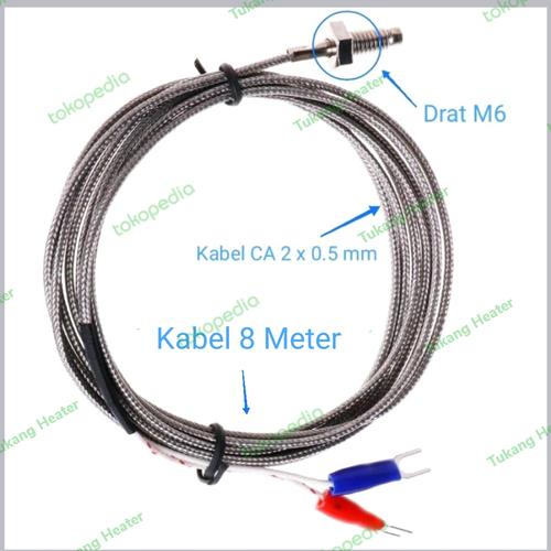 Jual Thermocouple Tipe K - Kabel 2.5 Meter x Drat M6 Kasar x Kabel CA ...