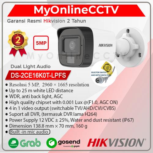 Promo DS-2CE16K0T-LPFS Hikvision Kamera CCTV Outdoor 5MP 3K Dual Light Audio Cicil 0% 3x ...