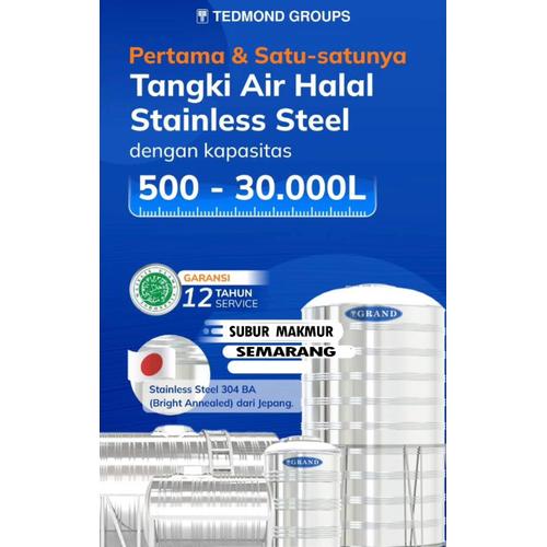Jual TANGKI STAINLESS STEEL TANDON AIR HALAL 500 LITER GRAND TEDMON ...