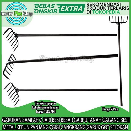 Jual GARU BESAR GARUKAN SAMPAH 7 GIGI BESI GARPU TANAH GAGANG METAL 100 ...