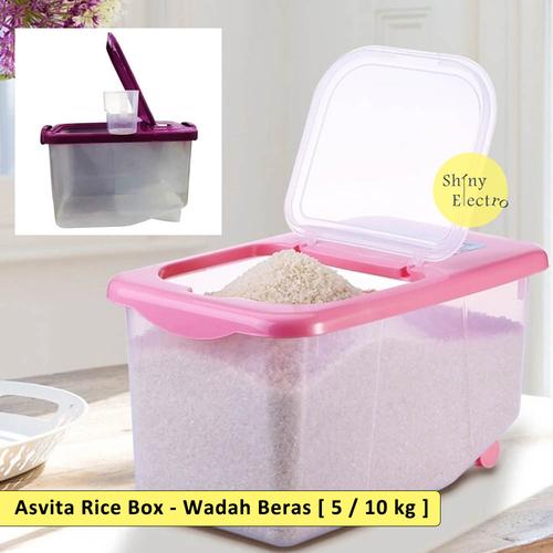 Promo Rice Box Wadah Beras Tutup Penyimpanan Kotak + Gelas Plastik ...