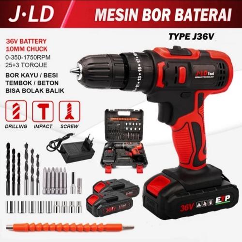 Jual Bor Baterai Cordless JLD 36V Impact Drill 2 Battery - Kota Medan ...