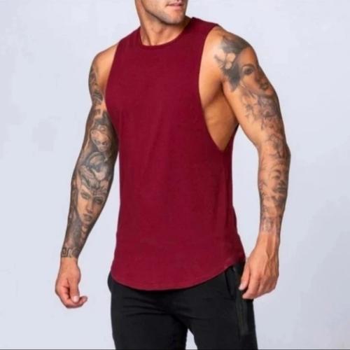 Jual Singlet Pria Low Cut Polos Fitness Gym Muscle Tee Tank Top - Putih ...
