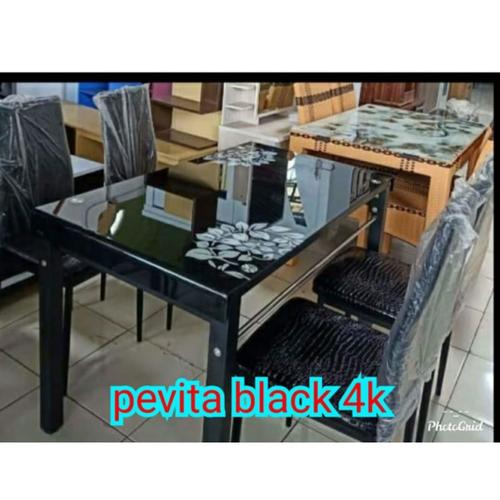 Jual IMPORTA DINNING SET MEJA MAKAN PEVITA BLACK 4K DAN 6K - 4 KURSI ...