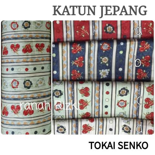Jual kain katun jepang motif salur buah ceri / cherry japan design ...