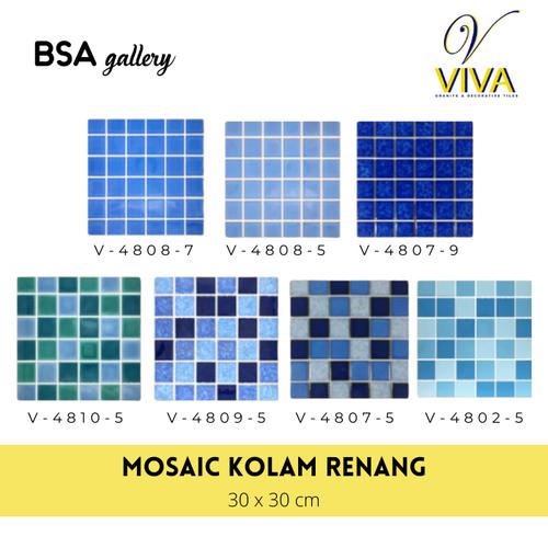 Jual KERAMIK MOSAIC KOLAM RENANG / MOSAIC TILE BIRU GLOSSY / MOZAIK ...