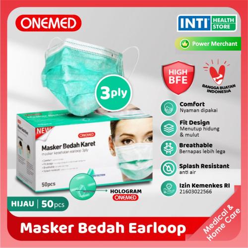Jual ONEMED Masker 3 Ply Earloop Medis / Surgical Mask (Kemasan Steril ...