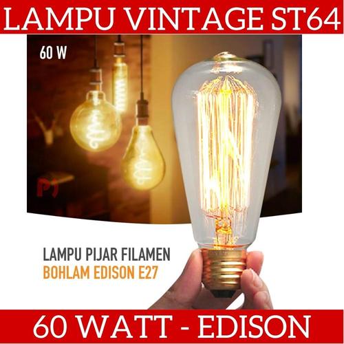 Jual Lampu Pijar Vintage Edison Lamp Model ST64 60 Watt Filamen Warm ...