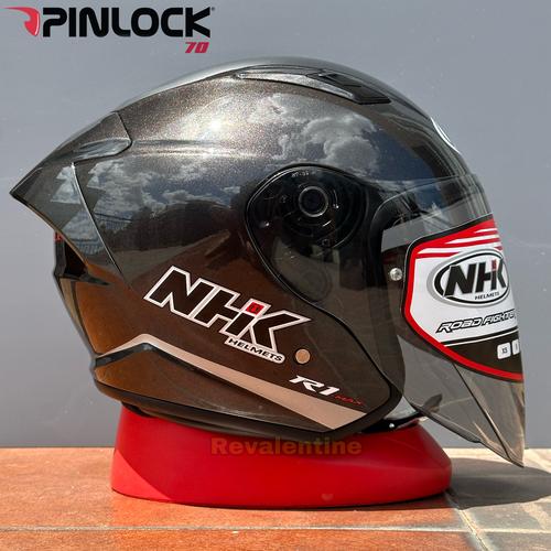 Jual NHK R1 MAX DOUBLE VISOR Gun Met Paket Pinlock S1 GP PRO Hitam ...