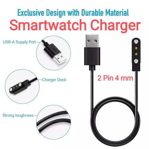 Jual Smartwatch Charger 2 Pin 4mm Smartband Charging Cable Kabel Casan ...