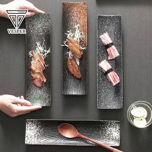 Jual japanese ceramic long sushi plate 12inch / piring saji snack ...