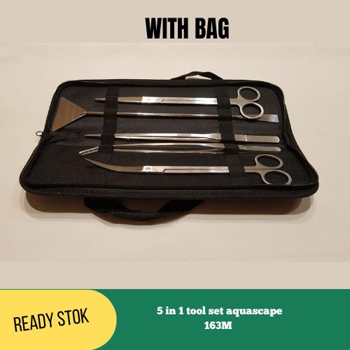 Jual 5 in 1 tool set aquascape gunting pinset scraper scissor tweezer ...