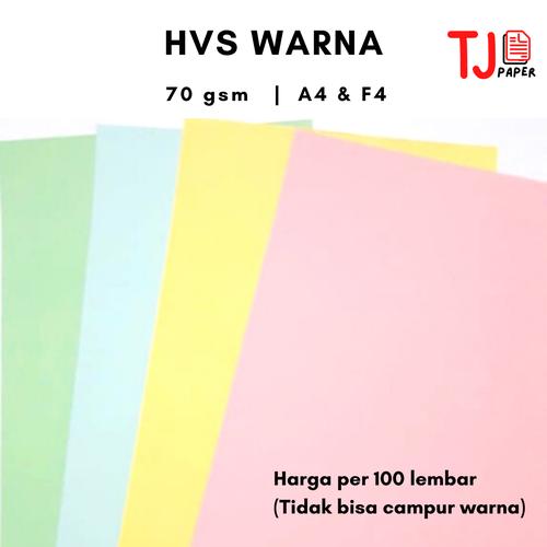 Jual HVS Warna 70 gsm A4/F4 - Merah Muda / Kuning / Biru Tua / Biru ...