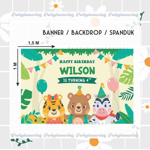 Jual Spanduk backdrop banner ulang tahun anak tema safari / zoo ...