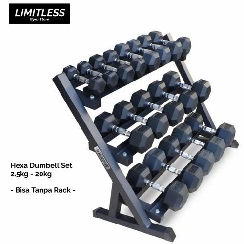 Jual Hexa Set Dumbell 2.5kg - 20kg with Standing Rack dumbel - Hex ...