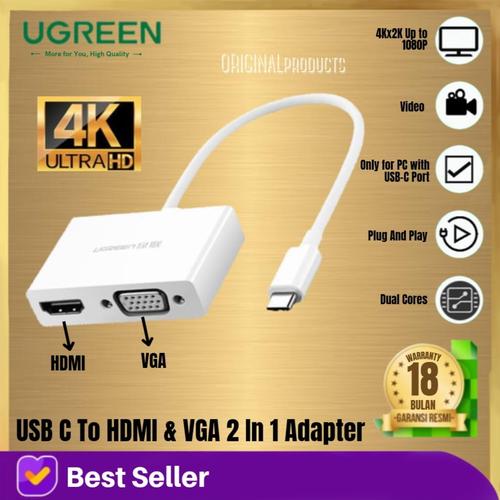 Jual UGREEN USB C TO VGA DAN HDMI CONVERTER NEW MACBOOK AND TV 4K FULL ...