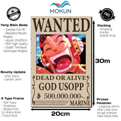 Jual Hiasan Dinding Pajangan Poster Kayu Bounty Wanted One Piece Serie ...