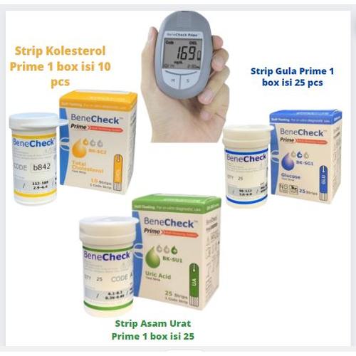 Jual Strip Benecheck Prime Gula Glu Kol Chol Uric Acid Asam Urat 3in1 ...