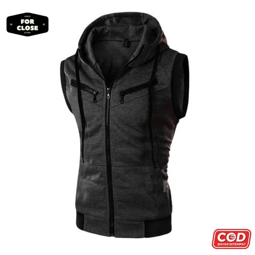 Jual Rompi outwear pria-Fleece zipper casual polos-abu tua - Abu-abu, L ...