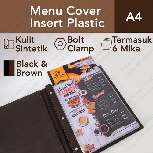 Jual Buku Menu Restoran Cafe Kulit A4 / Leather Menu Book Plastik Mika ...