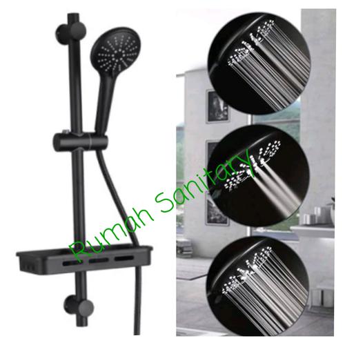 Jual Shower tiang set hitam + Rak sabun / Shower tiang Komplit BLACK ...
