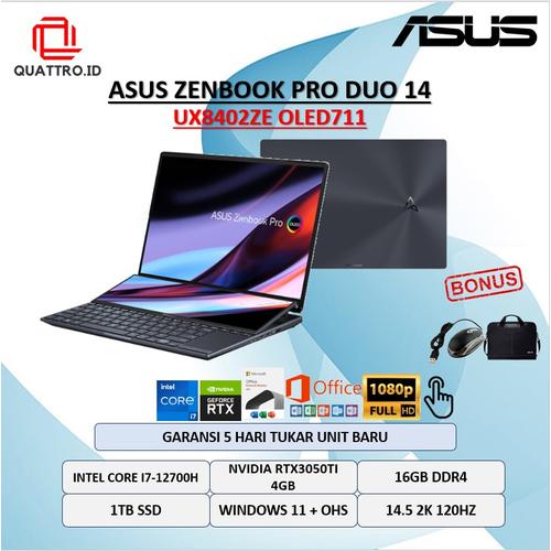 Jual Laptop ASUS ZENBOOK PRO DUO 14 OLED RTX3050TI 4GB i7 12700H 16GB ...
