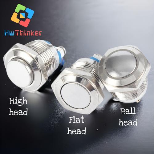 Jual Push Button On Momentary Switch Stainless Metal 12mm 16mm 19mm ...