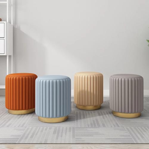 Jual sofa stool minimalis ottoman/ stool bulat vertikal samping - cream ...