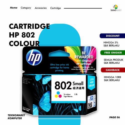 Jual CARTRIDGE HP 802 COLOR ORIGINAL - Kab. Jember - Teknomaret ...
