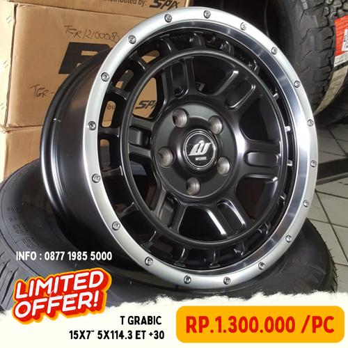 Jual R15 Velg 15x7" 5x114.3 et +30 T Grabic Rally Look Satin Black Lip ...