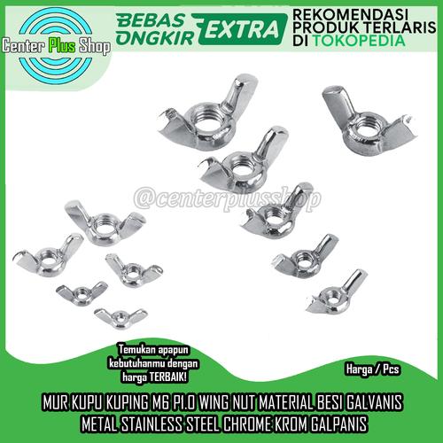 Jual MUR KUPU KUPING M6 P1.0 WING NUT MATERIAL BESI GALVANIS 8MM ...