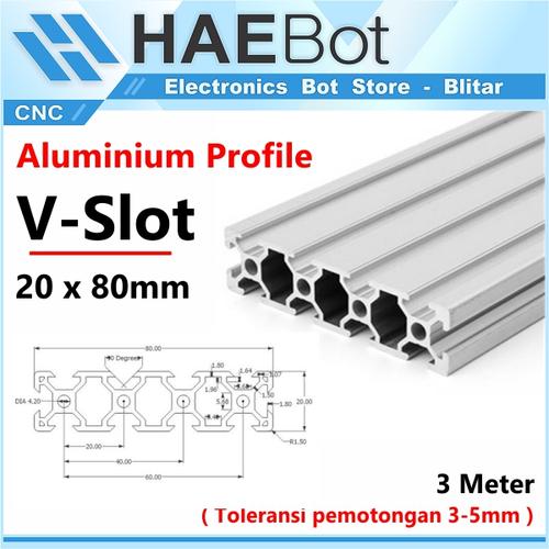Jual [HAEBOT] Aluminium Profil V Slot 2080 20x80 AP2080 Alumunium 3 ...