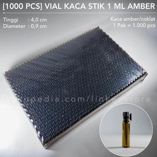 Jual NEW 1000 PCS BOTOL VIAL 1ML STIK KACA AMBER / COKLAT TESTER SAMPLE ...