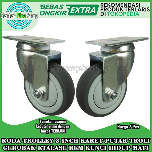 Jual Roda Caster 3 Inch Hidup Mati Rem Lemari Trolley Troli Karet Putar 3" - Kota Palembang ...