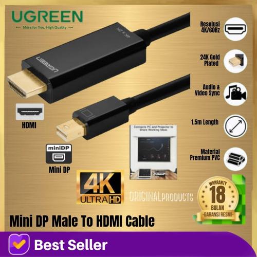 Jual UGREEN MINI DISPLAY PORT DP TO HDMI THUNDERBOLT KE TV MACBOOK AIR ...