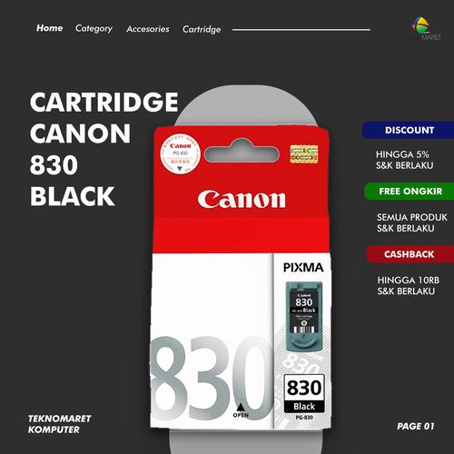 Jual CARTRIDGE CANON 830 BLACK ORIGINAL IP1880 IP1980 MP145 MP198 MX318 ...