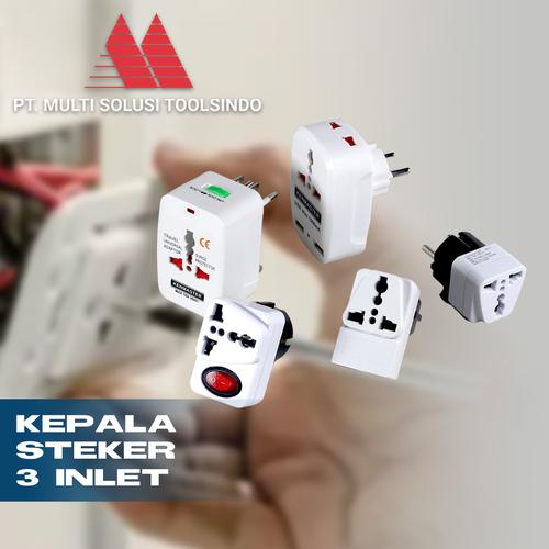 Promo Stop Kontak Kepala Steker Kaki 3 Inlet Travel Plug Adaptor USB A ...