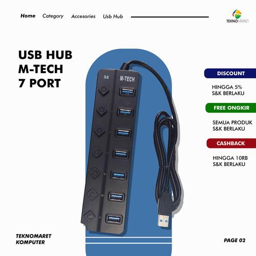Jual USB HUB 3.0 7 PORT M-TECH LED HITAM - Kab. Jember - Teknomaret ...