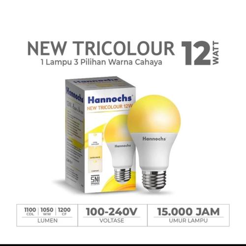 Jual HANNOCHS TRICOLOUR LAMPU LED BULB 12W SNI GARANSI 1 TAHUN BAGUS ...