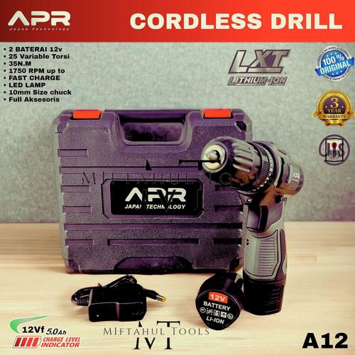 Promo Bor cordless 12vf APR AP12 mesin bor baterai drill tembok besi ...