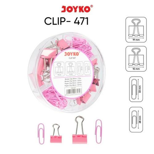 Jual Paper Clip Set / Penjepit Kertas Berwarna Joyko - Merah Muda ...