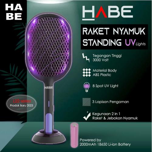 Promo HABE Raket Nyamuk UV Multifungsi Standing Mosquito Trap Swatter ...