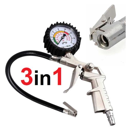 Jual Tire Inflator Air Pressure Gun Isi Ukur Tekanan Angin 3 in 1 Tire ...